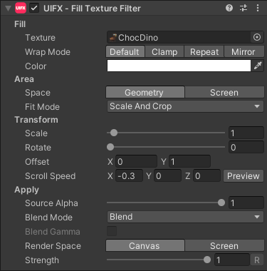 Fill Texture Filter Component | Chocolate Dinosaur